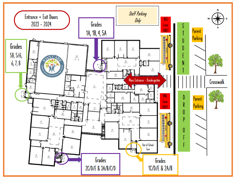 Entrance and Exit Map by Grade - Joan Carr Catholic Elementary/Junior ...
